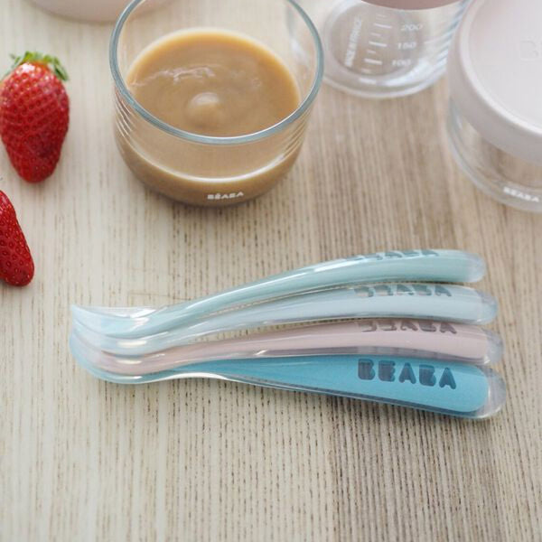 Beaba 1st Stage Silicone Spoons 4pk Windy Blue/Eucalyptus Green/Light ...
