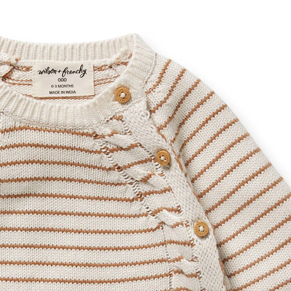 Wilson & Frenchy Cinnamon Stripe Organic Knitted Kimono Cardigan | Baby ...