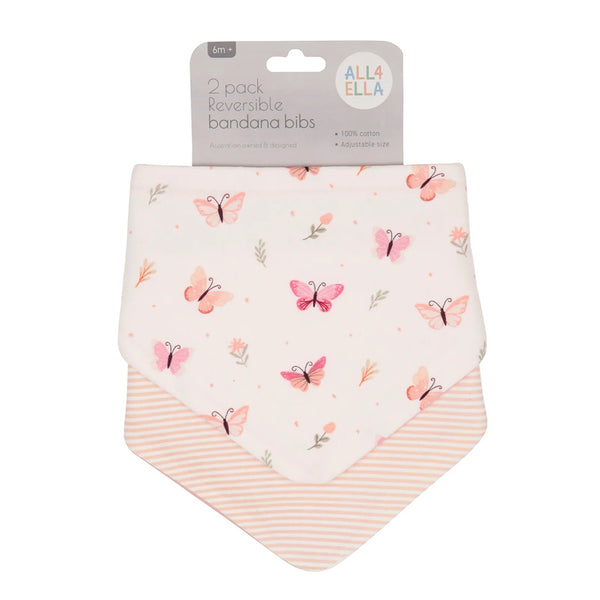 All4Ella Bandana Bibs 2pk Sweet Butterfly | Baby Village