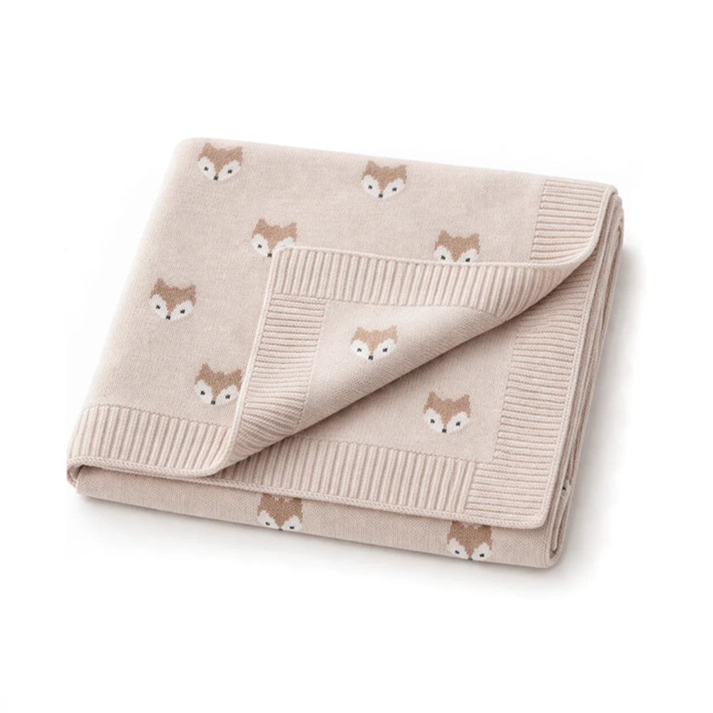 Aster & Oak Fox Knit Blanket Crystal Grey | Baby Village