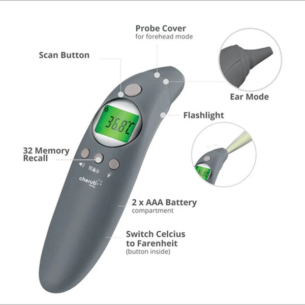 Cherub Baby 4 in 1 Infrared Digital Ear And Forehead Thermometer- Baby ...