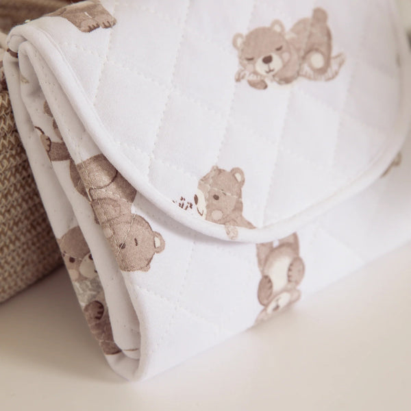 Living Textiles Foldable Travel Change Mat Cuddly Bear | Baby Village